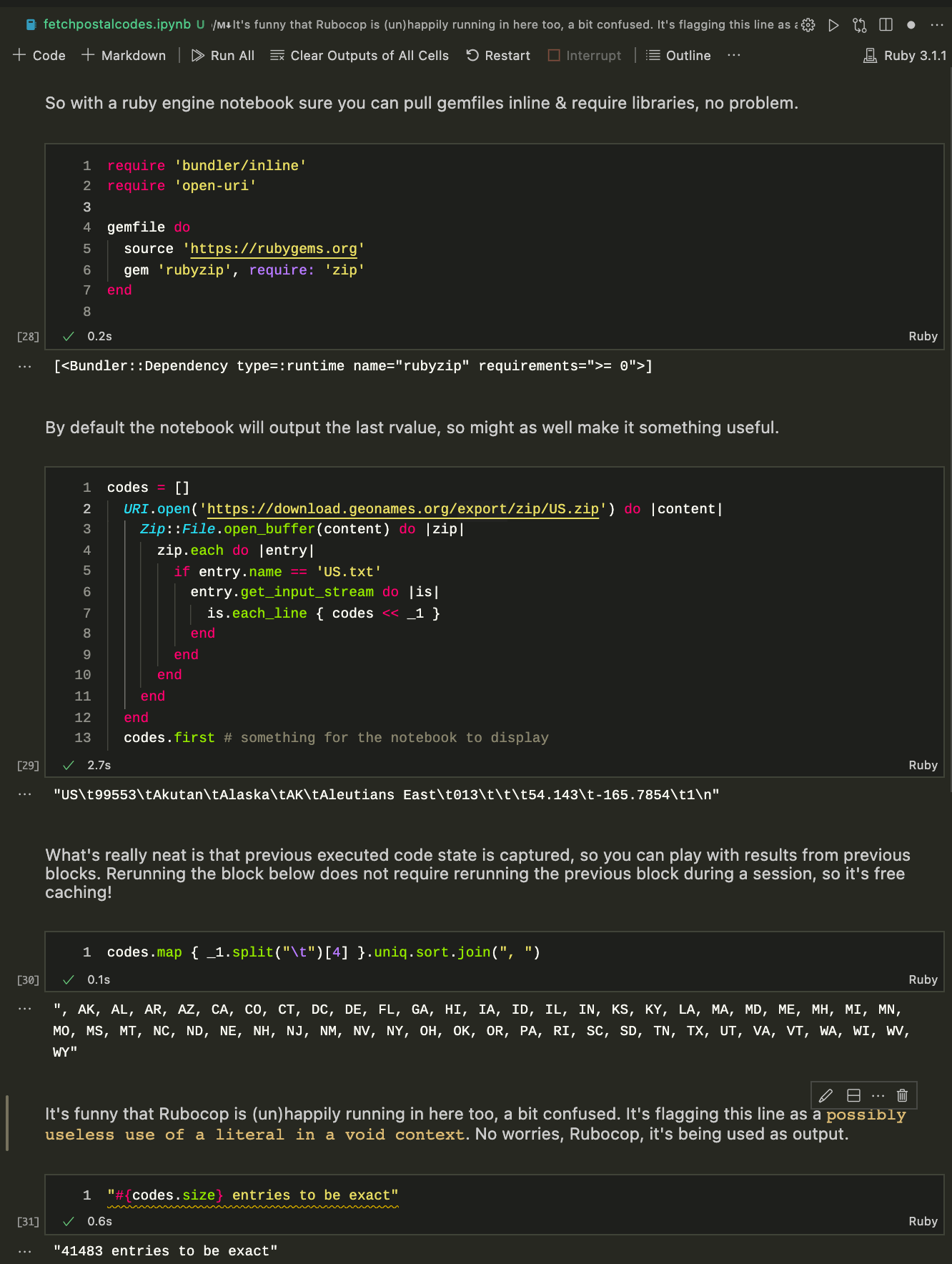 Moving to interactive notebooks in Ruby and Visual Studio Code